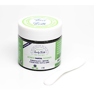 Lucky Teeth Organic Toothpaste- Mixed -Charcoal + Regular (White) -All Natural, Remineralizes and Fortifies Teeth and Gums. (2 Bottles) (2 OZ PET Plastic)