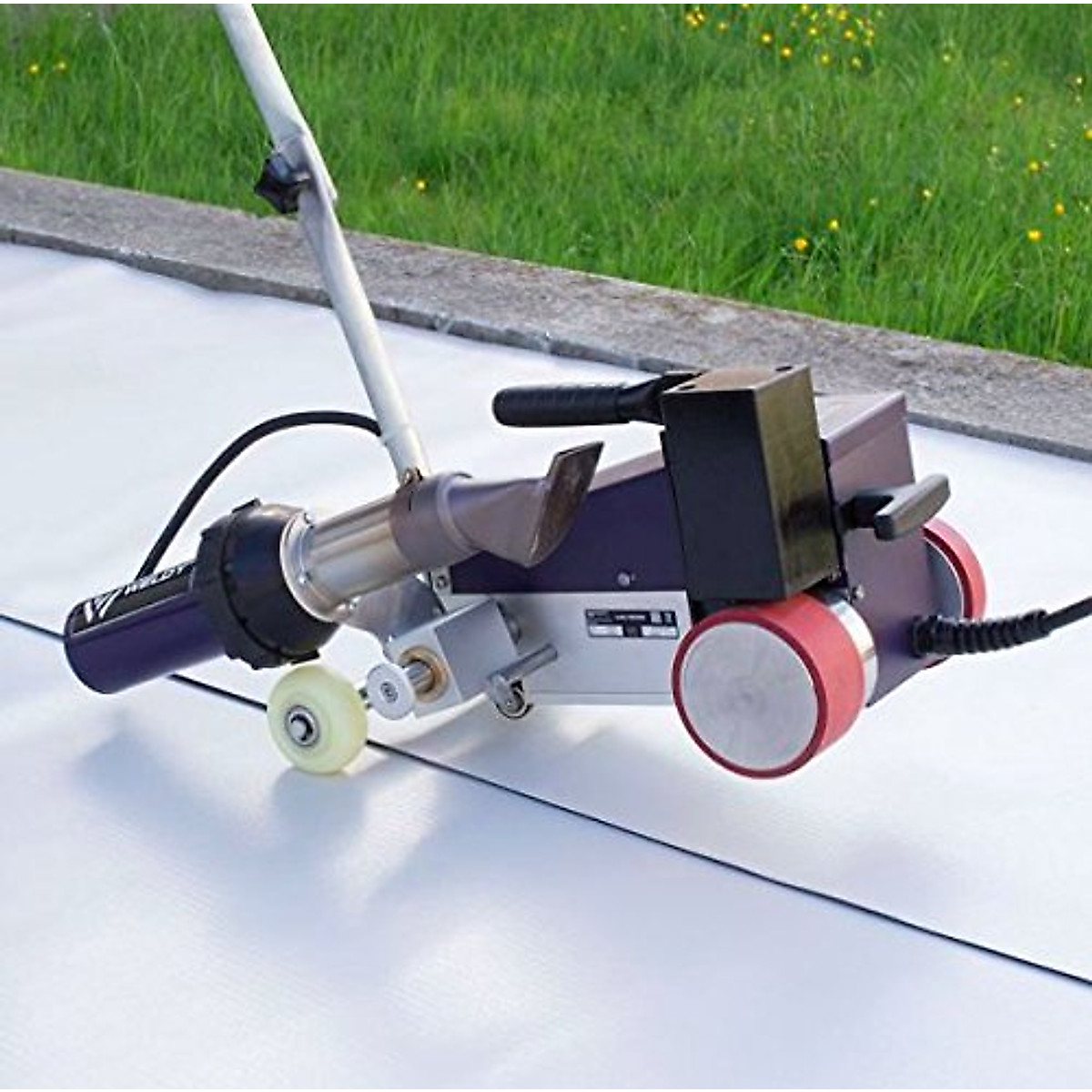 AC220V Roofer RW3400 Automatic Roofing Plastic Hot Air Welder with 40mm Overlap Nozzle for Welding Roofing TPO PVC Membrane with Free Hot Air Gun Kit (230V Roofer Welder+120V Hot air Gun Kit)