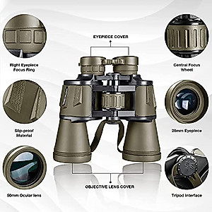 20x50 Military Binoculars for Adults with Smartphone Adapter - Compact Waterproof Tactical Binoculars for Bird Watching Hunting Hiking Concert Travel Theater with BAK4 Prism FMC Lens, Mud