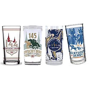 Kentucky Derby Officially Licensed Mint Julep CupGlass Set, 4 Pack, Year 2021, 2020, 2019, 2018 4 Count (Pack of 1) 147th