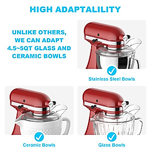 Stainless Steel Bowl for KitchenAid 4.5-5QT Tilt-Head Mixer with Pouring Shield, Mixing Bowl for Kitchenaid Stand Mixer, Metal Mixing Bowls Stainless Steel by Hozodo