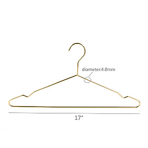 Better to U 17 Inch Metal Clothes Hanger 20 Pack, 4.0mm Heavy Duty Shirt Blouse Hanger for Coat Suit Bridal Boutique, Space Saving Slim Wire Hanger for Camisole Trousers Wedding Dress（Gold）