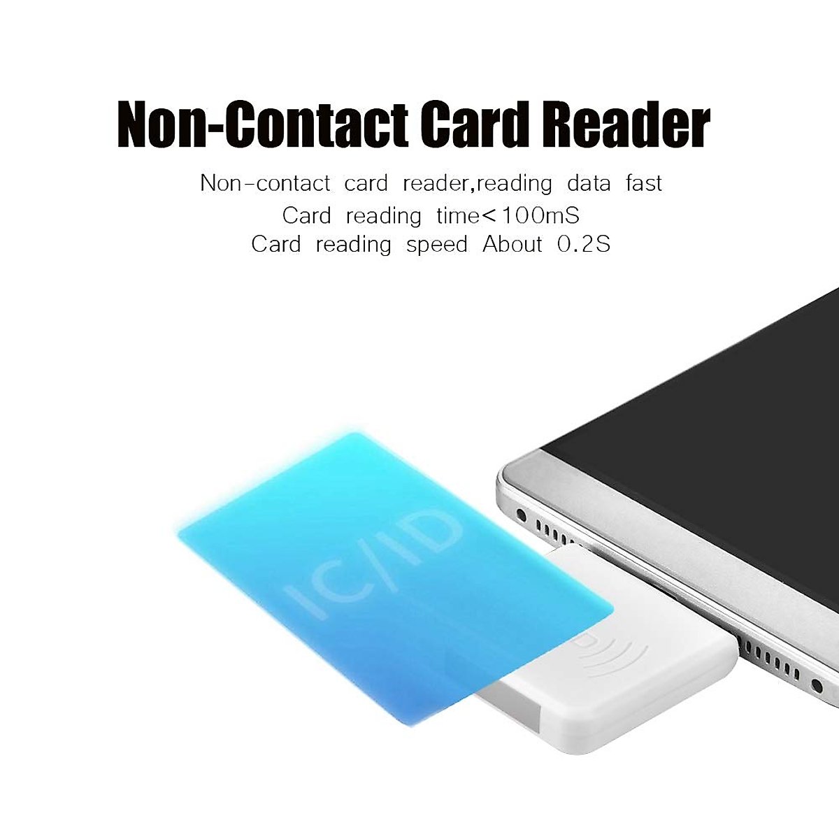 Portable Contactless Smart Card Reader, High Frequency RFID ID Mobile Phone Card Reader with USB Male Interface, 0.2s Fast Card Reading, IC/ID Dual Version, Support PC Phone Tablet (White)