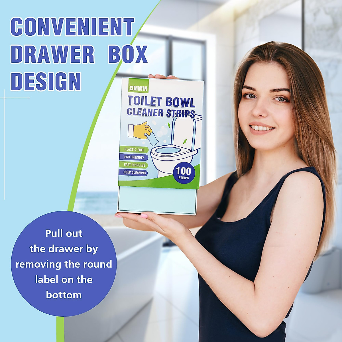 Toilet Cleaners Strips 100 Count, Eco-Friendly Portable Toilet Cleaning Sheet, Septic Safe Bathroom Cleaning Supplies with Fresh Scent, Plastic-Free Packaging