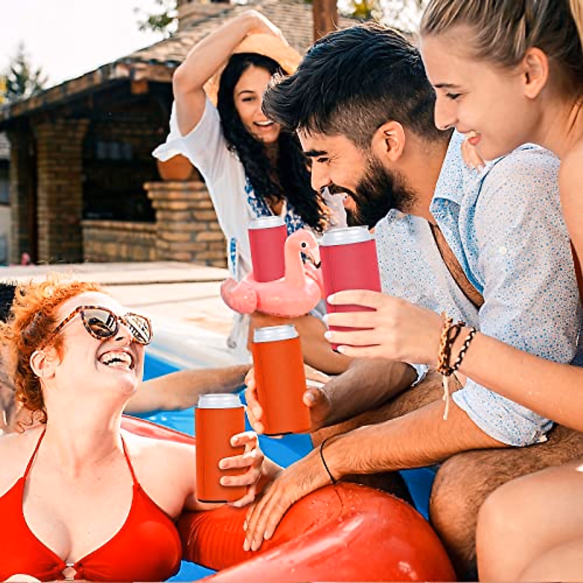 Necmuaih Slim Can Cooler Sleeves (25-Pack), 12oz Tall Skinny Insulated Foam Cotton Beer Can Cooler for White Claw, Truly, Slim Beer, Red Bull, Spiked Seltzer, Perfect for Party or BBQs.