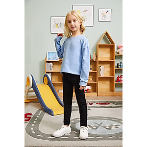 Arshiner Girls Crop Tops Kids Long Sleeve Pullover Sweatshirts Girls Cropped Crewneck Sweatshirt Girls Light Blue Sweatshirt 9 Year Old Girl Clothes