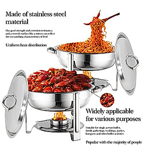 FXTNKYY Chafing Dish,Round Chafing Dish Buffet Set,Stainless Steel Chafers and Buffet Warmers Set,3.5QT Chafing Dishes with Lid & Holder,Food Warmers for Parties Buffet/Home Party (4 Pack)