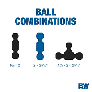 B&W Trailer Hitches Tow & Stow Adjustable Trailer Hitch Ball Mount - Fits 2" Receiver, Dual Ball (2" x 2-5/16"), 5" Drop, 10,000 GTW - TS10037B
