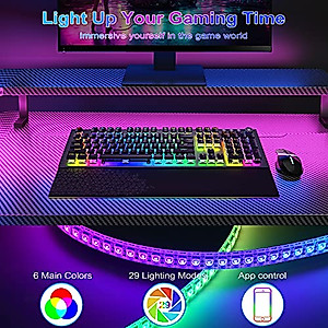 Wonder Comfort L Shaped 51 Inch Computer Desk with LED Lights，Corner Gaming Table Cup Holder Power Outlets/Monitor Stand for Home Office, Black