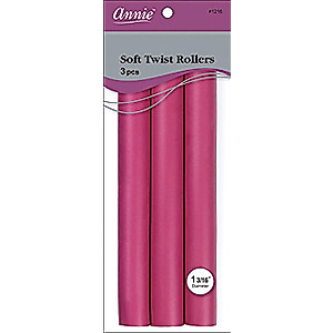 Annie Salon Style Soft Flexible Twist Hair Rollers Pack of 3 - 10" Long and 1 3/16" in Diameter Plum - Hair Curling and Styling Tools