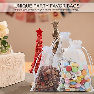 ANZNKU 50 Pack Organza Bags 5 x 7 Inch, White Sheer Favor Bags with Drawstring, Small Mesh Bags Drawstring, Gift Bags Small Size, Sheer Bags Drawstring For Wedding Party