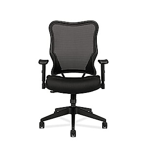 HON Wave Office Chair High Back Mesh Ergonomic Computer Desk Chair - Adjustable Arms & Pneumatic Seat Height, Synchro-Tilt Tension Lock Recline, Comfortable Cushion, 360 Swivel Rolling Wheels - Black