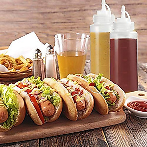 OAMCEG 8 Pack Condiment Squeeze Bottles 16 OZ Durable Plastic Squeeze Squirt Bottle with Discrete Measurements, for Ketchup, BBQ, Sauces, Syrup, Condiments, Dressings, Arts and Crafts - BPA Free