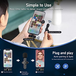 XSUID Wireless Lavalier Microphone,Upgraded (Plug-Play) Lapel Microphone for Type-C,Mini Wireless Mic with Noise Canceling Auto Sync for Youtubers Facebook TikTok Live Stream Vloggers (Type C)