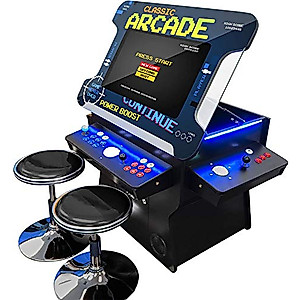 Creative Arcades Full Size Commercial Grade Cocktail Arcade Machine | 2 Player | 4500 Games | 32" LCD Lifting Screen | 3 Sided | 4 Sanwa Joysticks |Trackball | 2 Stools Included | 3 Year Warranty