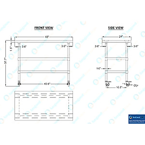 AmGood Stainless Steel Work Table with 2 Shelves and Casters | Metal Utility Table On Wheels (Stainless Steel Work Table with 2 Shelves + Casters, 48" Long x 24" Deep)
