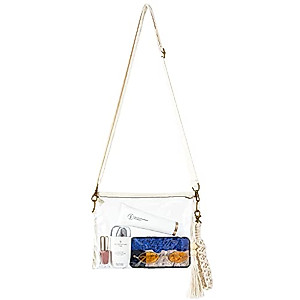 Mkono Clear Bag Stadium Approved, Small Purse for Women with Macrame Wristlet Transparent Concert Crossbody Bag for Sport Events Festival Concert Park