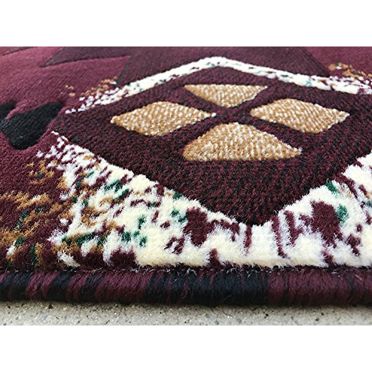 Southwest Native American Area Rug Carpet Burgundy Red Green (24 Inch X 40 Inch Mat)