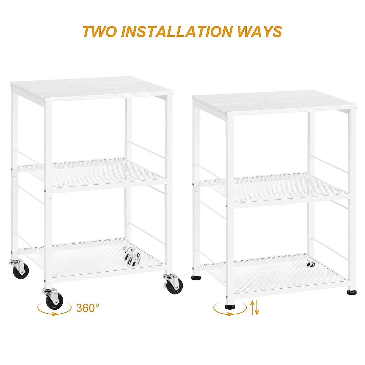 OYEAL End Table, Small Side Table Living Room, White Nightstand with 2-Tier Storage Shelf, Printer Stand Sofa Table for Small Spaces, Living Room, Bedroom, Easy Assembly