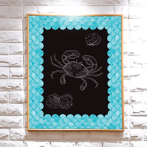 Ombre Turquoise Scallops Bulletin Board Borders for Classroom Trim Back to School Decoration 36 Feet