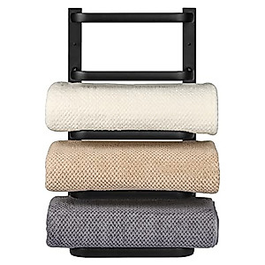 Towel Racks for Bathroom Wall Mounted, Bath Towel Holder, Bathroom Wall Towel Storage, Black Stainless Steel Wall Towel Racks for Rolled Bath Towels, Hand Towels, Washcloths in Bathroom/RV/Camper