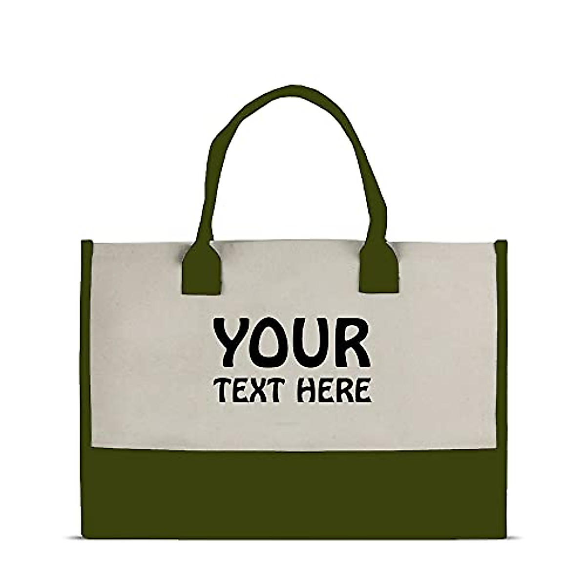 VANESSA ROSELLA Personalized 100% Cotton Canvas Chic Tote Bag (Olive - Customize)