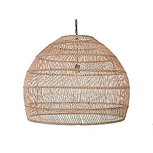 KOUBOO 1050101 Open Weave Cane Rib Bell Hanging Ceiling Lamp, One Size, Wheat