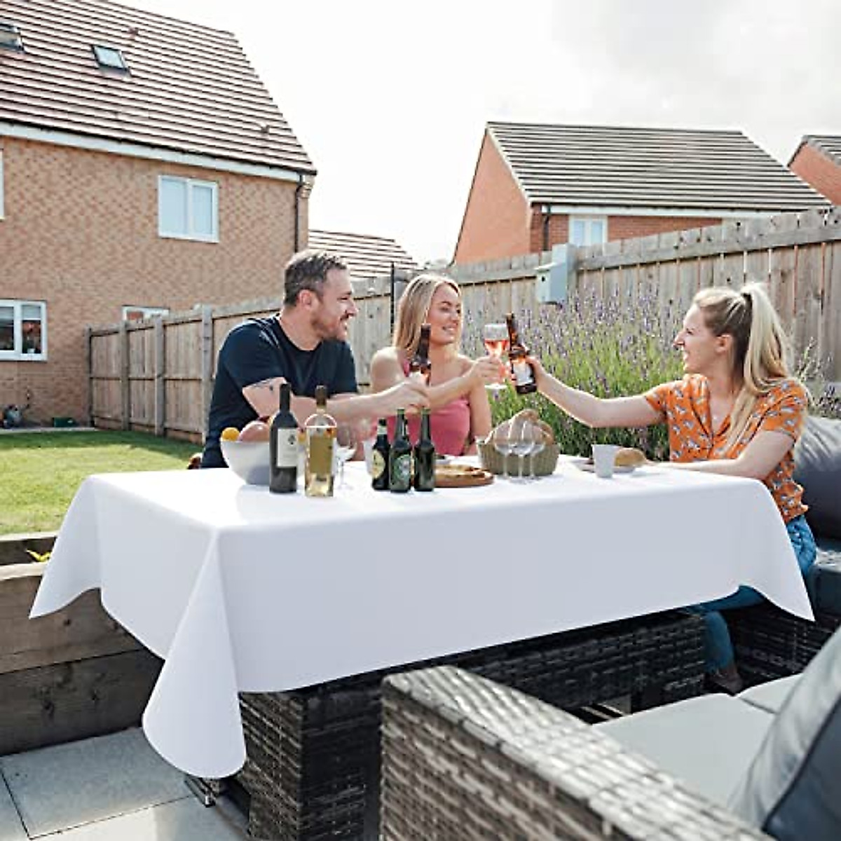 White Vinyl Tablecloths - 54 In. x 70 In. - Pack Of 1 Rectangle Tablecloth - Black Flannel Backed Vinyl Tablecloths For Rectangle Tables - Plastic Table Cloths With Flannel Backing - Waterproof