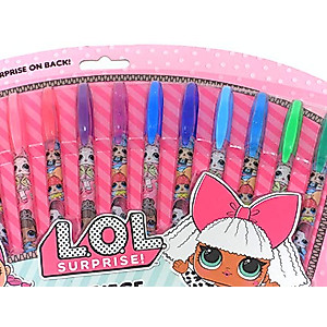 L.O.L Surprise Dolls Gel Pens on Card, Assorted Colors Glitter Pen Writing Tool Collectible, Stocking Stuffers, Party Favors, Goodie Items & Gift for Kids, Girls School & Office Supplies (14 Pcs Set)