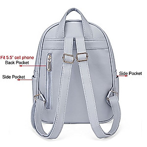 DIOMO Mini Backpack for Girls Cute Cat Small Purse, 4-PCS Casual Daypacks for Women Girls (Grey)