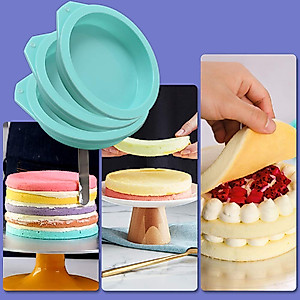 Newk Silicone Round Cake Mold, 6 Packs 4 Inch Silicone Disc Like Mold for Baking Cake, Resin Coaster, Layer Cakes, Cheese Cakes, Rainbow Cakes – 4"