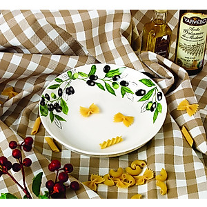 World Gifts Set of 5 Multicolor Design Microwave Dishwasher Safe Serving Pasta Bowls for Kitchen - Olive Pasta Set