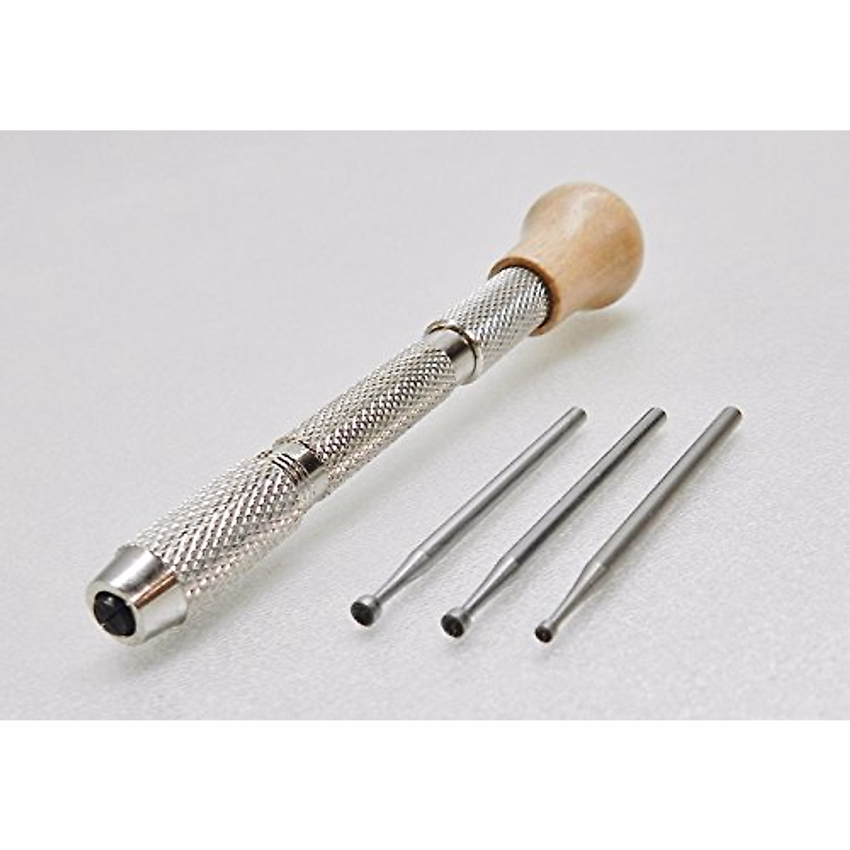 Wire Rounder Pin Vise Swivel Wooden Head Vise with Set of 3 Bur Size 1.2, 1.5, 1.8mm