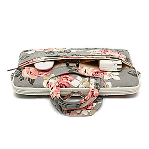 canvaslife Grey Rose Pattern 15 inch Waterproof Laptop Shoulder Messenger Bag for 14 inch to15.6 inch Laptop and MacBook Pro 15 Laptop Case