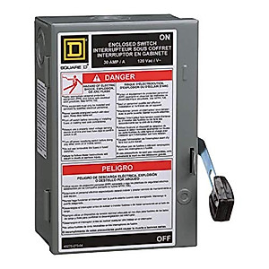 Square D - L111N 30 Amp 120/240-Volt Single-Pole Indoor Light Duty Fusible Safety Switch with Neutral, L111N