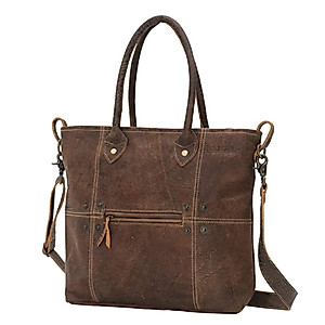 Genuine Leather Crossbody Bag with Contrast Stitching and Pocket