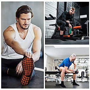 ELUTONG Men Non Slip Sticky Grips Socks 3 Pairs Tile Wood Floors Anti-Skid Workout Yoga Pilates Hospital Slipper Socks