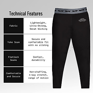 Elite Sports Kids MMA BJJ Athletic Spats Leggings Tights, Kids Jiu Jitsu Compression Base Layer Training Workout Pants (Black, X-Large)