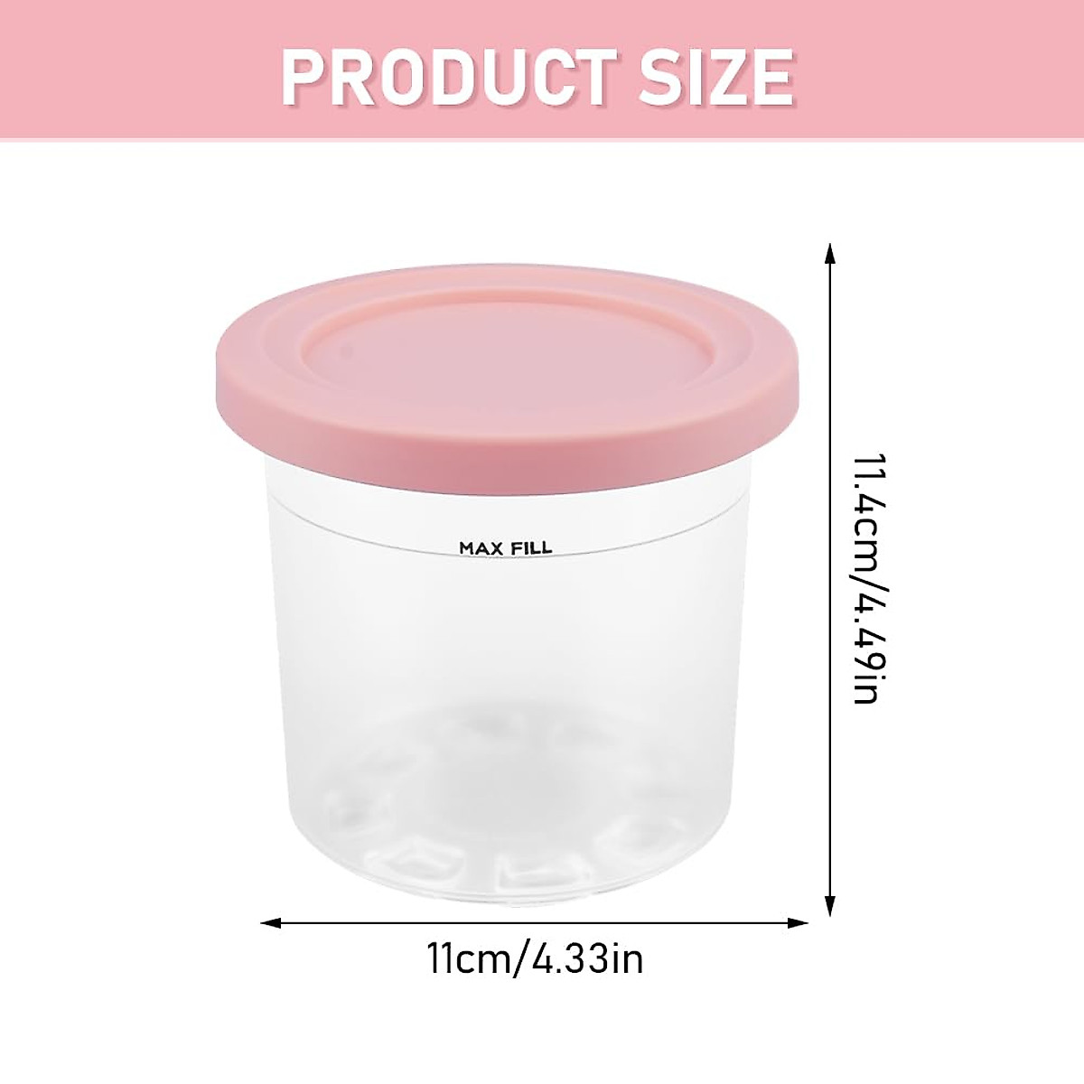 Ice Cream Pints Cup 4pcs Creami Pint Containers with Ice Cream Spoon Pint Containers Compatible fit ninj-a creami containers, creami pints for N C301 N C300 N C299AMZ Series(as shown)