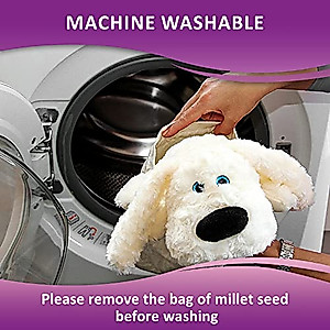 Large Microwavable Stuffed Animal Heating Pad | Menstrual Period Heating Pad for Cramps with Millet Seeds Bag & Soft Plush Fabric - Warm & Cozy Dog, Soothing Comfort for Adults, Teens and Kids