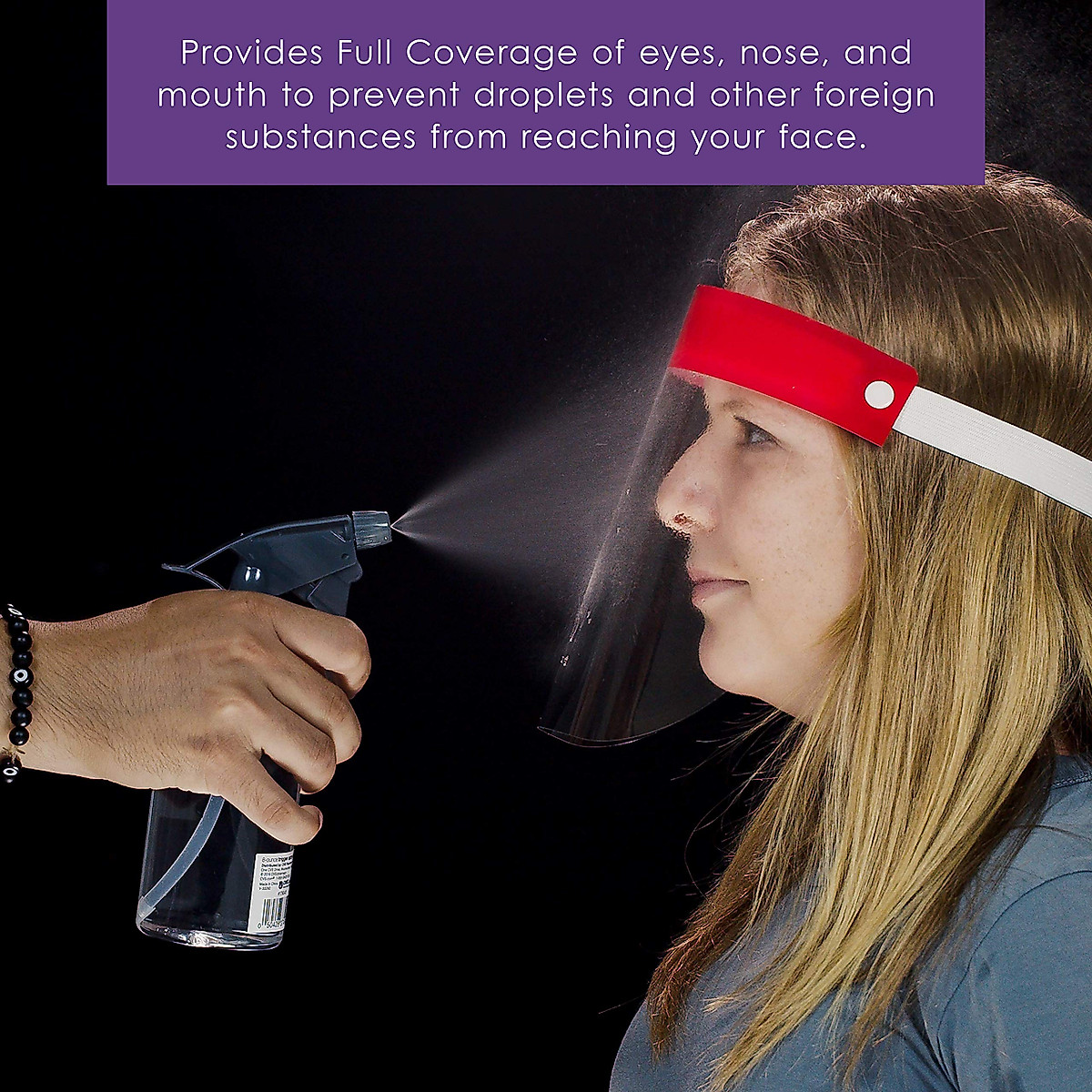 TCP Global Salon World Safety Kids Face Shields (Pack of 10) - 5 Colors, 2 of Each - Clear Protective Children's Full Face Shields to Protect Eyes, Nose, Mouth - Anti-Fog PET Plastic, Elastic Headband