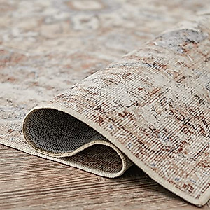 JINCHAN Area Rug 3x5 Persian Rug Vintage Rug Indoor Floor Print Distressed Carpet Brick Red Multi Thin Rug Chenille Mat Foldable Accent Rug Lightweight Kitchen Bathroom Living Room Bedroom Dining Room