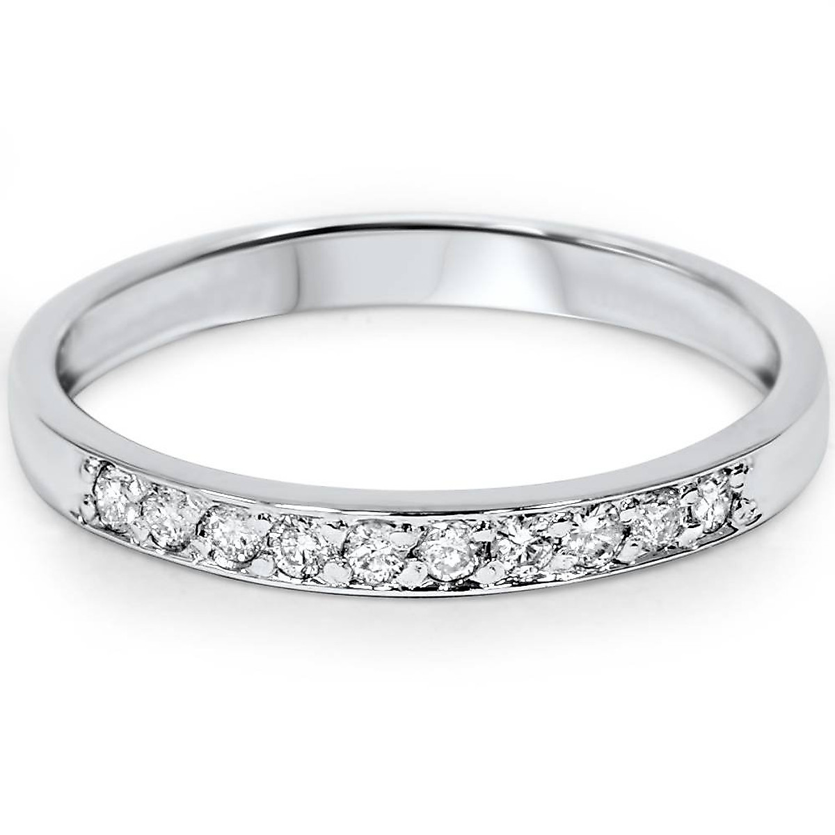 P3 POMPEII3 1/4ct Diamond Stackable Wedding Ring 14K White Gold - Size 4.5
