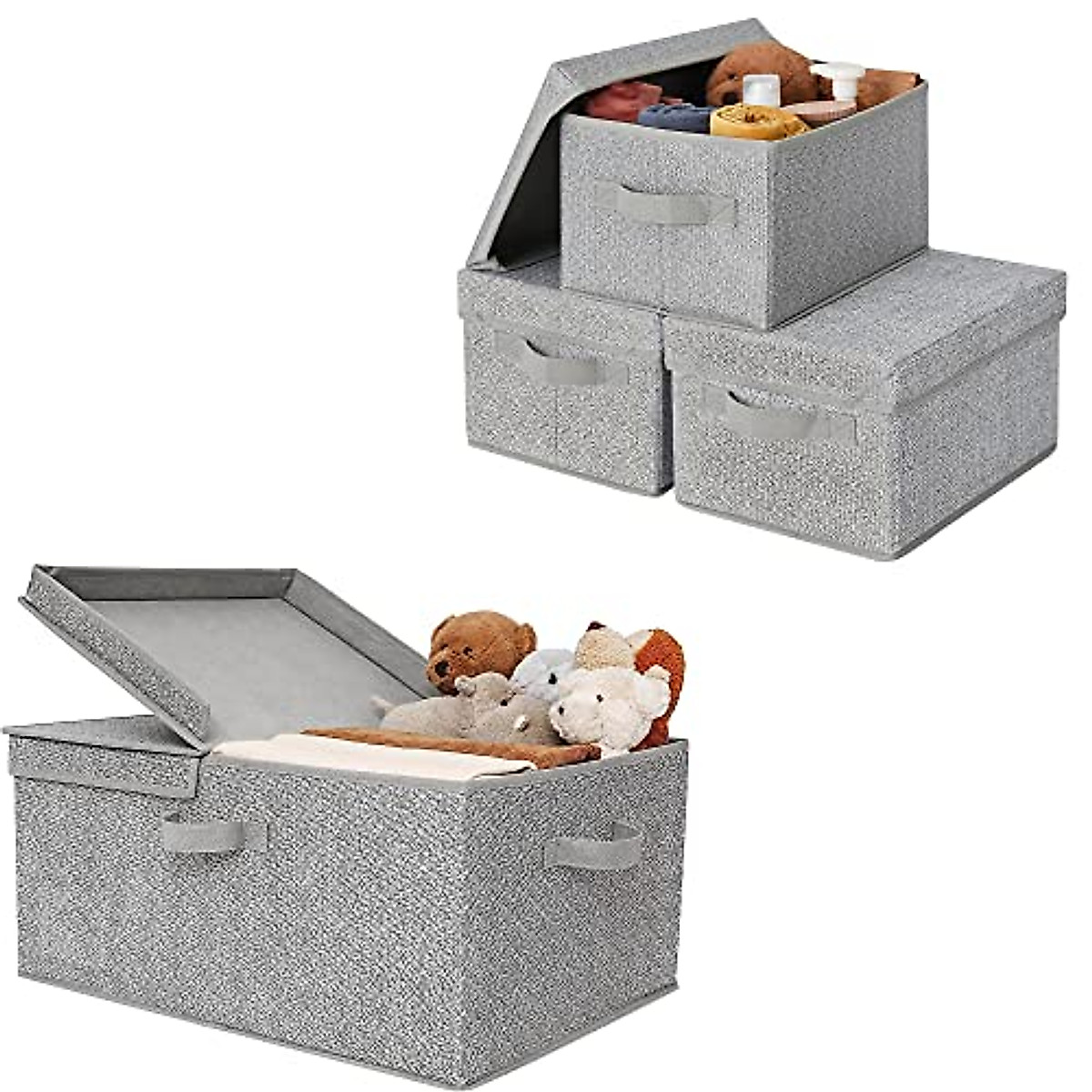 GRANNY SAYS Bundle of 3-Pack Rectangle Storage Bins & 1-Pack Extra Large Rectangle Storage Bin