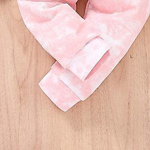 HAPPYMA Toddler Baby Girl Pants Sets Solid Color Long Sleeve Blouse Top + Pants Fall Outfits 2PCS Winter Newborn Clothes (Tie-dye: Pink, 18-24 Months)