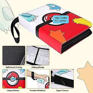 ESSAGER 4-Pocket Trading Card Binder, Fits 400 Cards with 50 Removable Sleeves, Zipper Card Collection Binder Album Book Storage Organizer - Toys Gifts for Boys Girls