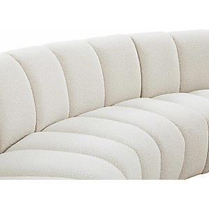 Meridian Furniture 643Cream-4PC Infinity Collection Modern | Contemporary Upholstered 4pc Modular Sectional with Luxurious Deep Channel Tufting, Cream, 148" W x 59" D x 32.5" H
