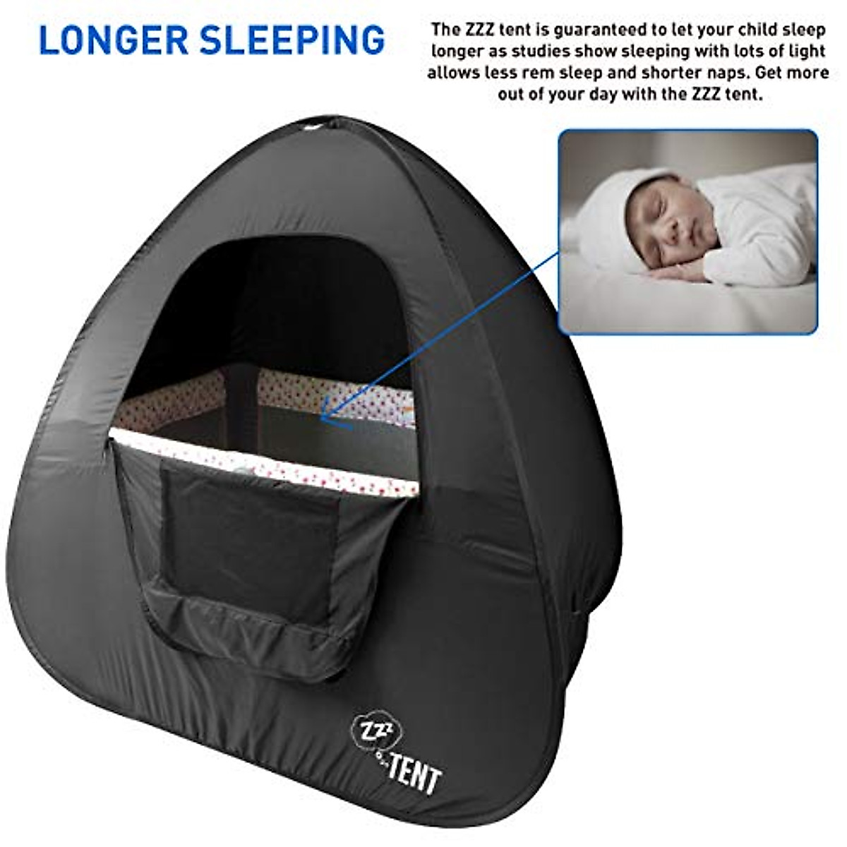 EasyGoProducts EGP ZZZ Play & Crib Sleeping Cover Instant Tent – Compatible with Pack ‘n Play, Baby Bjorn & Lotus Travel Crib – New Improved - Patented
