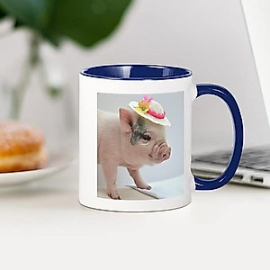 CafePress Micro Pig With Summer Hat Small Mug Ceramic Coffee Mug, Tea Cup 11 oz