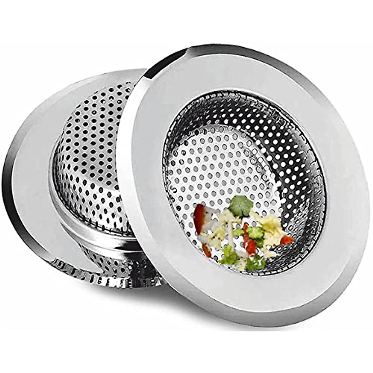 KPELA HOME 2PCS Kitchen Sink Strainer Stainless Steel - Upgrade 304 Never Rust - Kitchen Sink Strainer Basket - Food Catcher for Kitchen Sinks - Garbage Disposal Strainer - Large Rim 4.5"